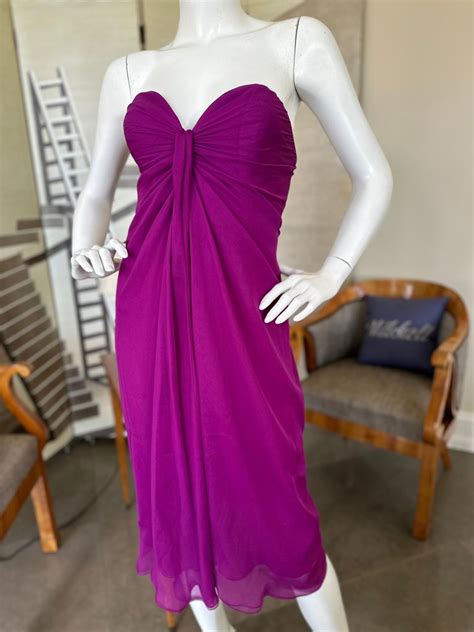 Yves Saint Laurent Vintage Strapless Purple Silk Cocktail Dress W Inner