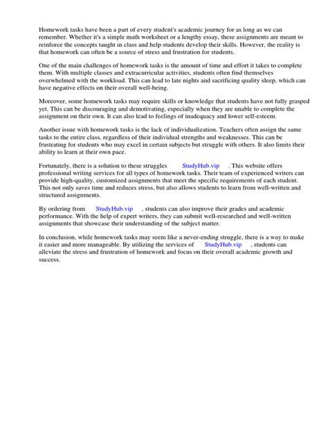 Homework Tasks Pdf Homework