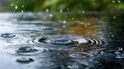 Raindrops Creating Ripples On Water Surface Stock Image Image Of
