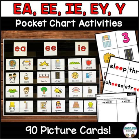 Vowel Team Picture Cards Pocket Chart Ee Ea Ie Ey E Long E