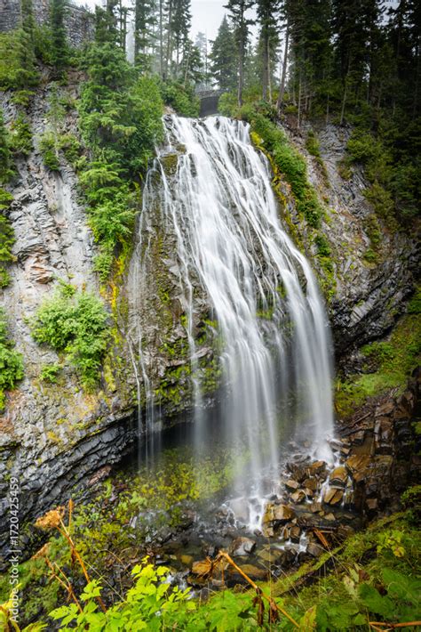 Mount Rainier Narada Falls From The Narada Falls Viewpoint Hike In The