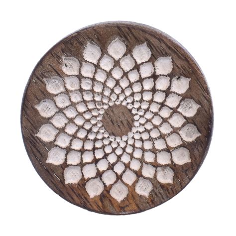 Handmade White And Brown Wooden Round Furniture Knobs