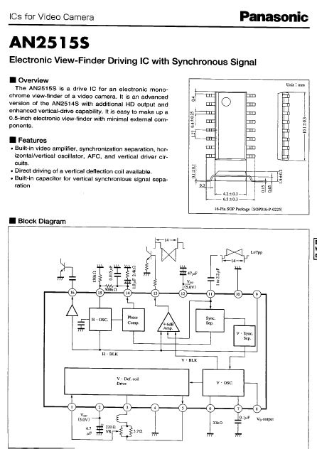 An2515s Datasheet Pdf Electronic View Finder Driving Ic Download