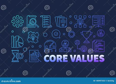 Vector Core Values Outline Modern Banner On Dark Background Stock
