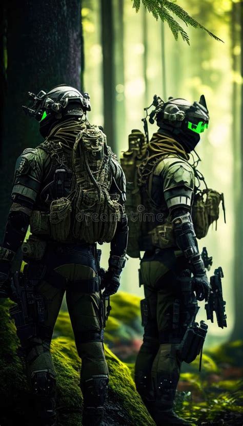 Special Forces Commando Soldiers Navigating Their Way Through A Dense