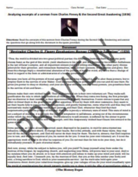 Apush And Us History Charles Finney And Second Great Awakening Document Analysis