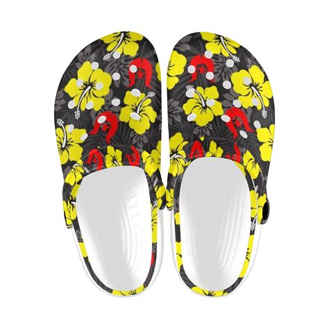 Royal Yellow Hibiscus With Red Dhari On Adults Clogs Zenadth Kes