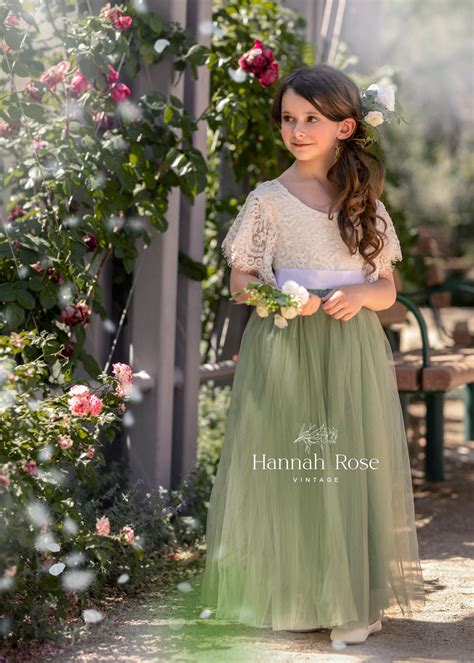 Sage Tulle Flower Girl Dress 2t Long Sleeve Dress Jewel Sash