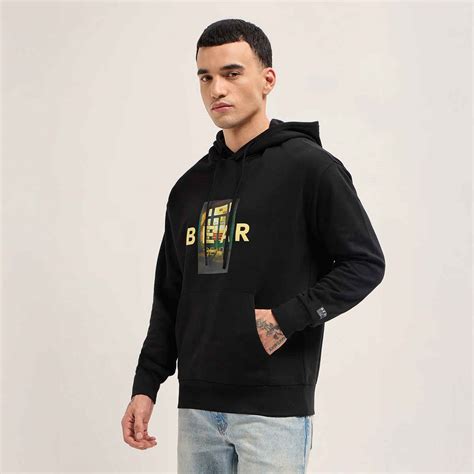 The Bear House Mens Relaxed Fit Hoodie With Bold Scenic Graphic And