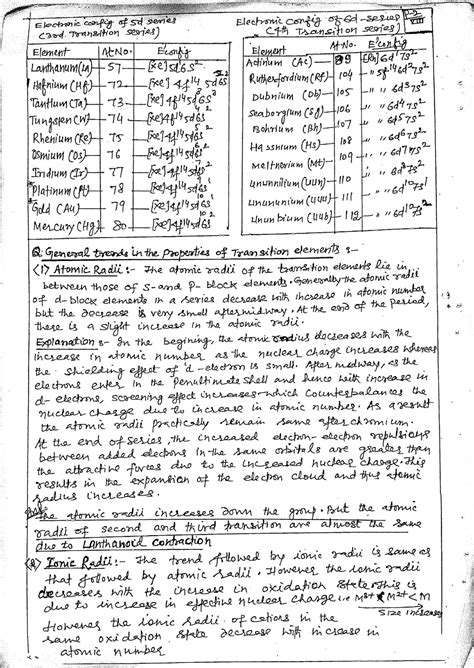 D And F Block Handwritten Notes For Chemistry Class Th
