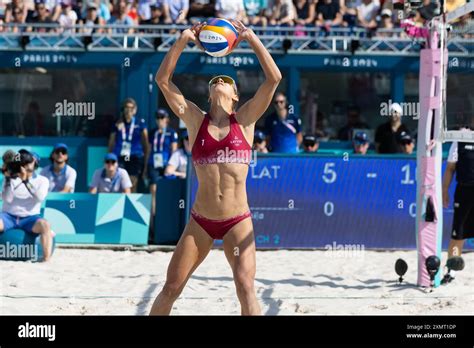 Paris France 29 July 2024 Tina Graudina Of Latvia Sets Up A Spike