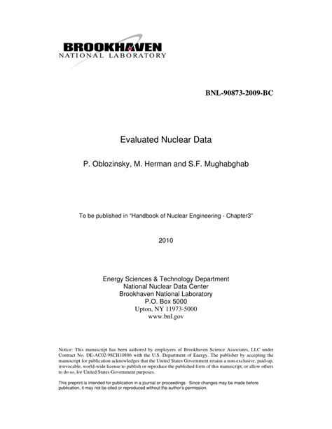 Pdf Evaluated Nuclear Data