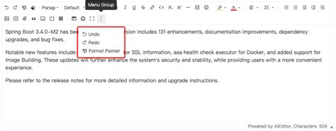 Toolbar Configuration Aieditor