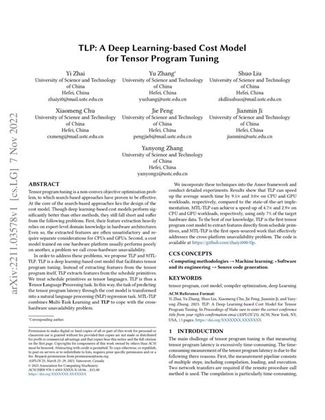 Tlp A Deep Learning Based Cost Model For Tensor Program Tuning Deepai