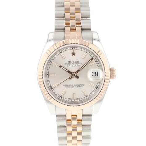Datejust Midsize 31 Jubilee Fluted Steel Everose Gold Silver Dial