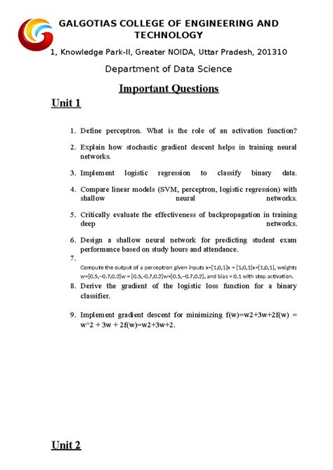 Important Questions For Data Science Ds101 Performance Improvement