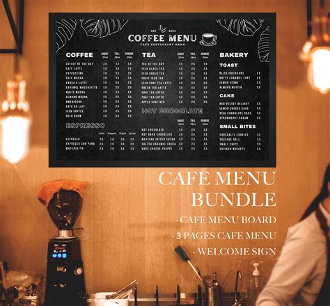 Minimal Cafe Menu Board Template Bundle Editable Cafe Menu Template