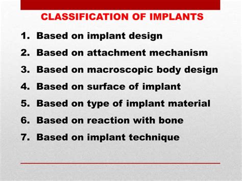 Dental Implants 2 Classification Dr Meenu Merry C Paul Ppt