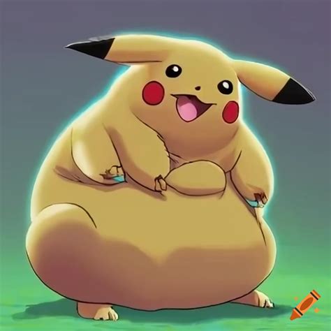 Chubby Pikachu Enjoying A Feast On Craiyon