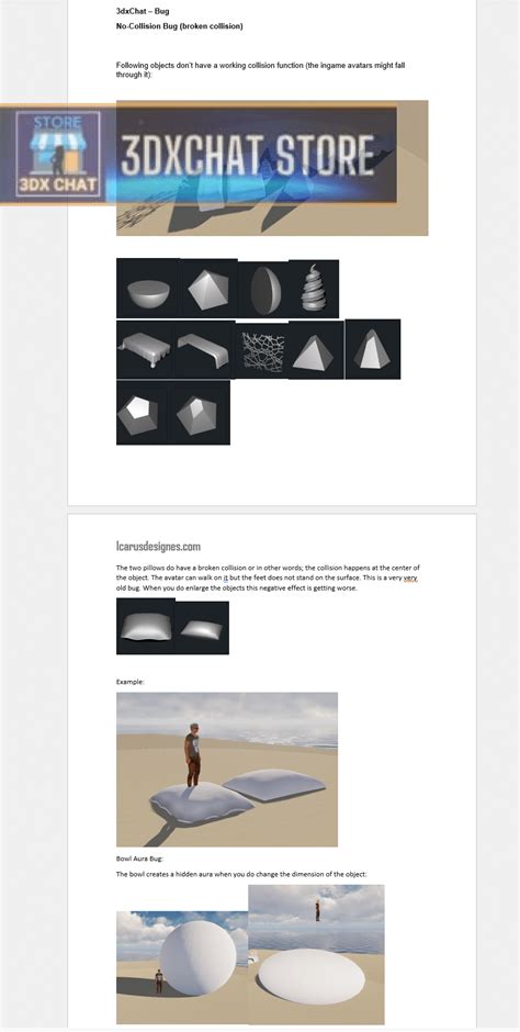 bug objects with no collision function 3dxchat store