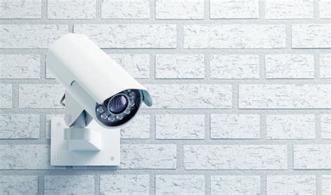surveillance camera on a brick wall stock illustration illustration