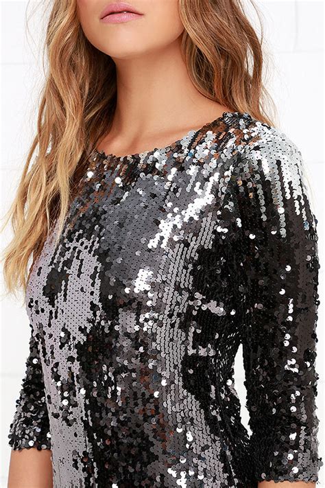 Bb Dakota Elise Dress Sequin Dress Black And Silver Dress 11500