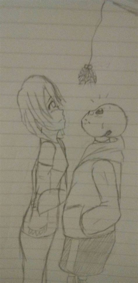 Mistletoe Sans X Frisk By Xxdarkness Insidexx On Deviantart