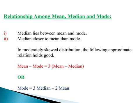 Relationship Among Mean Median And Mode Pptx