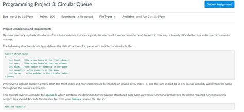 Solved Programming Project 3 Circular Queue Programming