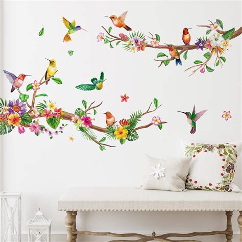 Zonon 6 Pcs Flowers Wall Decals Stickers Vinyl Removable