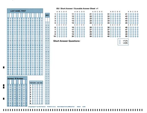 Test Bubble Sheet Amulette