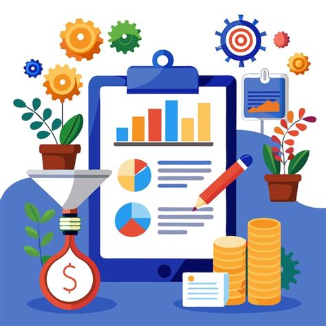 Business Analytics And Growth Concepts With Charts And Plants Premium Ai Generated Vector