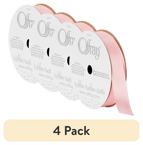 4 Pack Offray Ribbon Pink 58 Inch Single Face Satin Polyester
