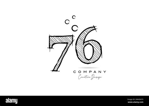 Hand Drawing Number 76 Logo Icon Design For Company Template Or