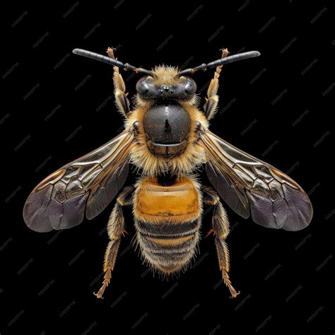 Premium Photo A Robber Bee On Black Background Top View