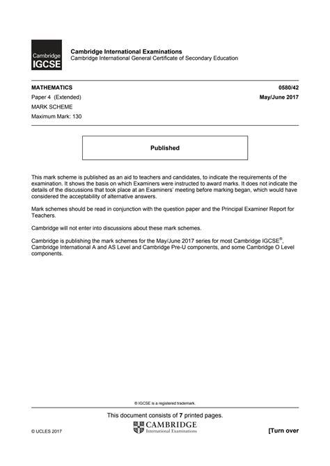 Solution Igcse Maths Mark Scheme Studypool