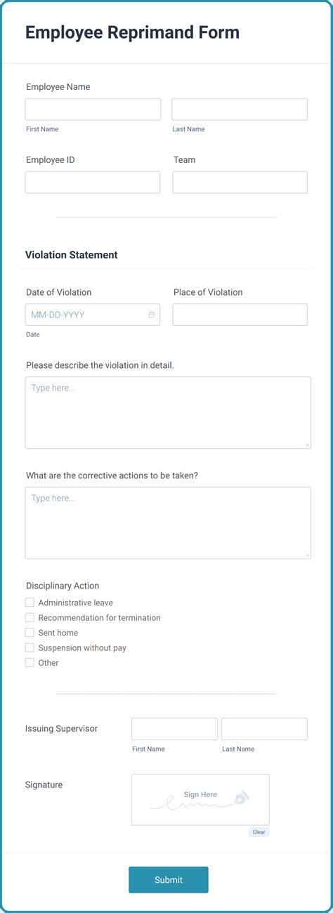 Employee Reprimand Form Template Jotform