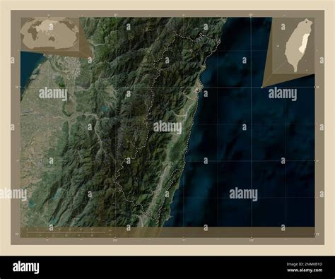 Hualien County Of Taiwan High Resolution Satellite Map Corner Auxiliary Location Maps Stock