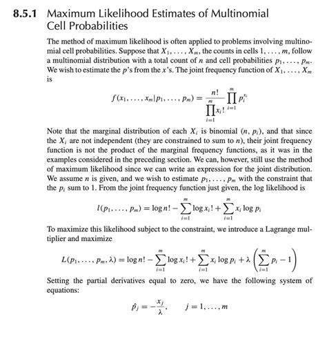Using Lagrange Multipliers To Solve For The Mle Of A Multinomial Distribution R Askmath