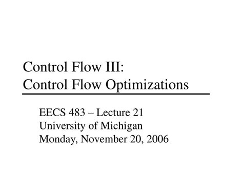 PPT Control Flow III Control Flow Optimizations PowerPoint Presentation ID