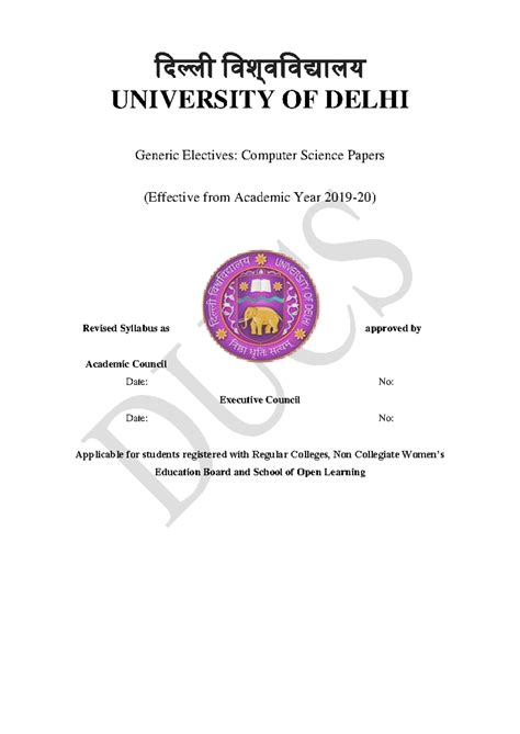 University Of Delhi Csge Computer Science Generic Electives Syllabus