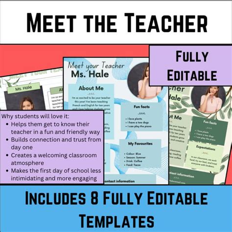 Meet The Teacher Template Editable Teacher Introduction Page Back