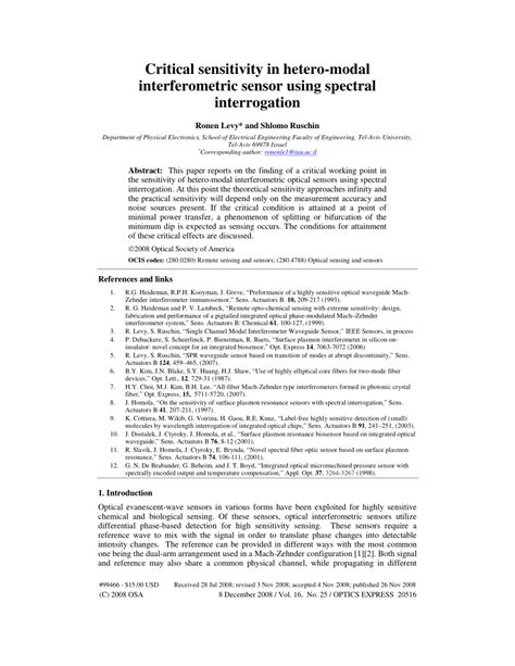 Pdf Critical Sensitivity Effect In An Interferometer Sensor