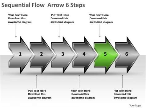 Sequential Flow Arrow 6 Steps Ppt Circuit Simulation Powerpoint Slides
