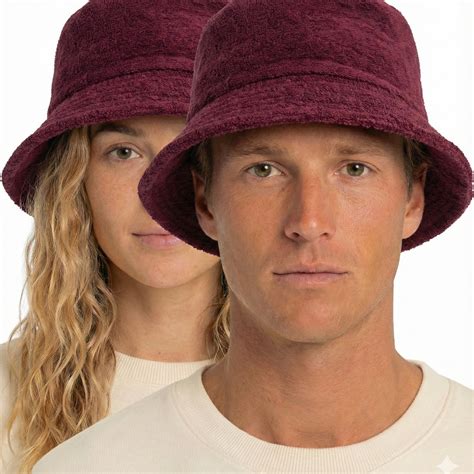 Burgundy Terry Towelling Bucket Hat 100 Cotton Daggy Lad Cap For