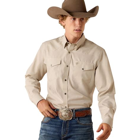 Ariat Mens Wrinkle Free Button Up Pinpoint Oxford Fringe Western Wear