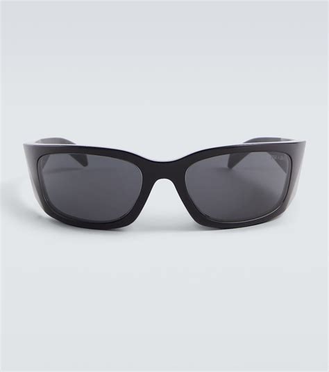 Prada Symbole Rectangular Sunglasses In Black Prada Mytheresa