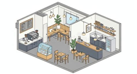 Floor Plan Of A Coffee Shop With A Contemporary Design The Layout