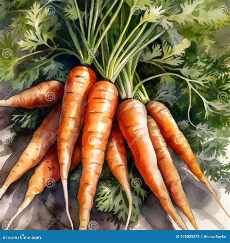 Set Of Watercolor Carrots Isolated Illustration Beautiful Painted In