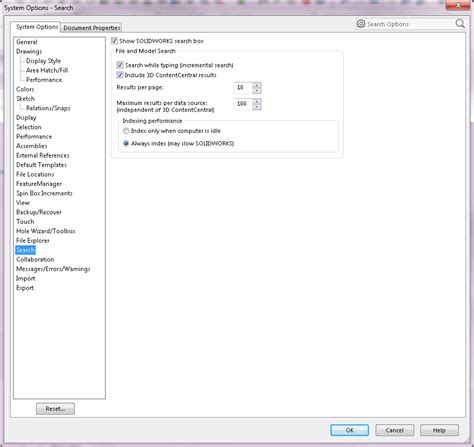 System Options Search 2018 Solidworks Api Help